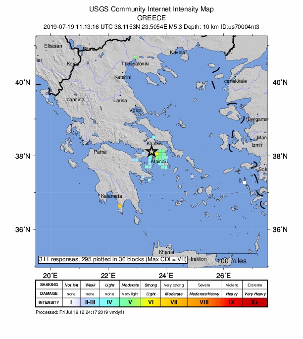 Σεισμός: Χάρτης αποτυπώνει περιοχές με την μεγαλύτερη ένταση & τις ...