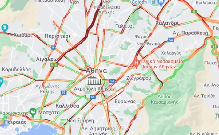 Μποτιλιάρισμα στους δρόμους έφερε η βροχή στην Αθήνα -«Κόλλησε» και ο ...